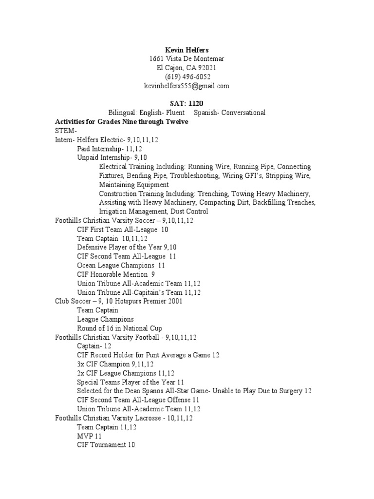 Sms Resume Template | PDF | Sports