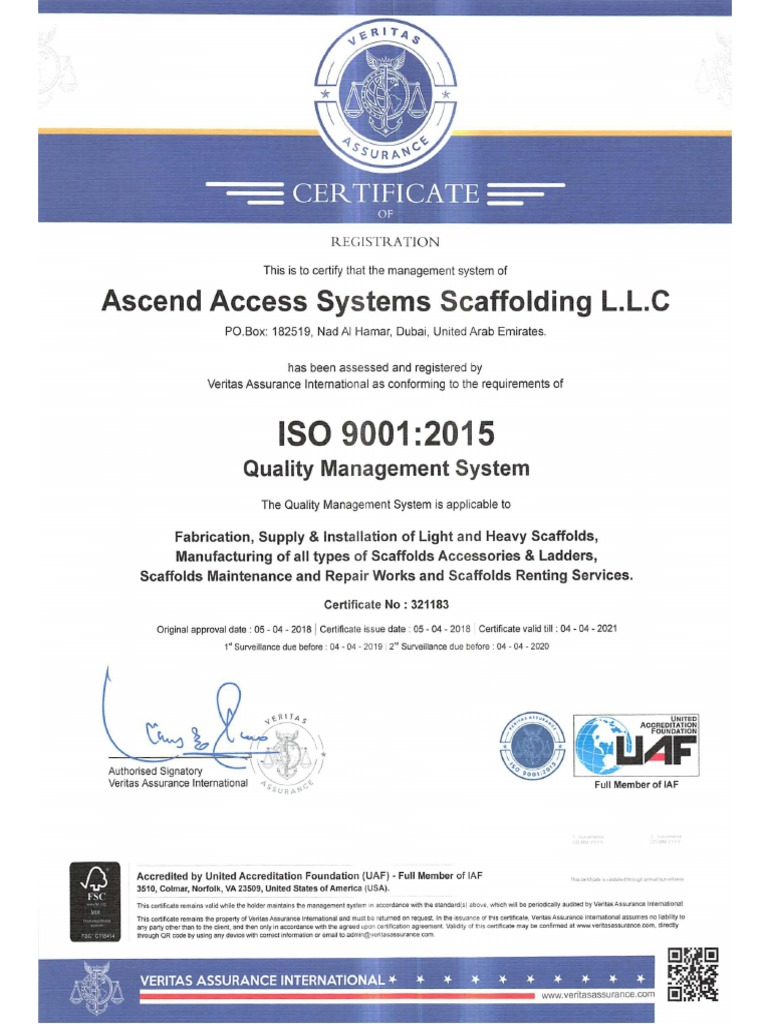 Aluminium Scaffolding Certificate | PDF