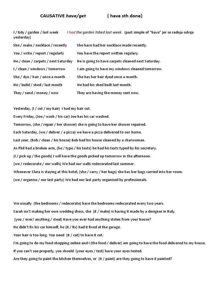 2 Raz Causative Have Exercises | PDF