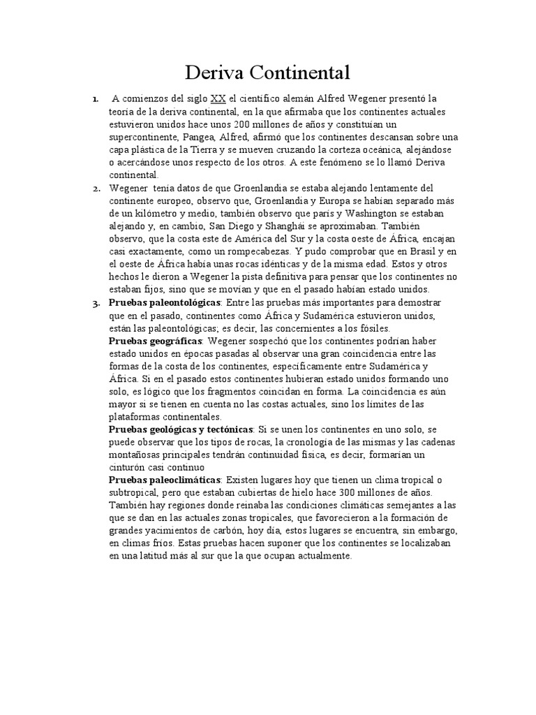 Teoría de la Deriva Continental y Pangea | PDF | Continente | Ambiente ...