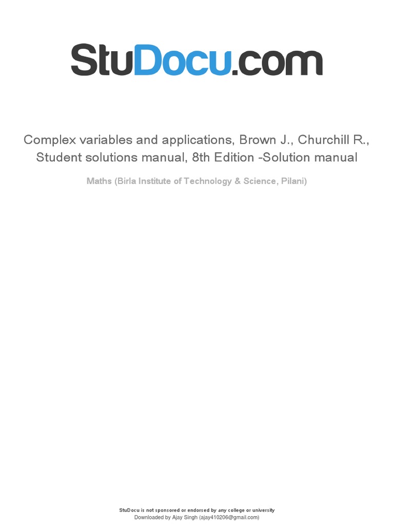 Complex-Variables Brown-J-Churchill 8th-Edition-Solution PDF | PDF