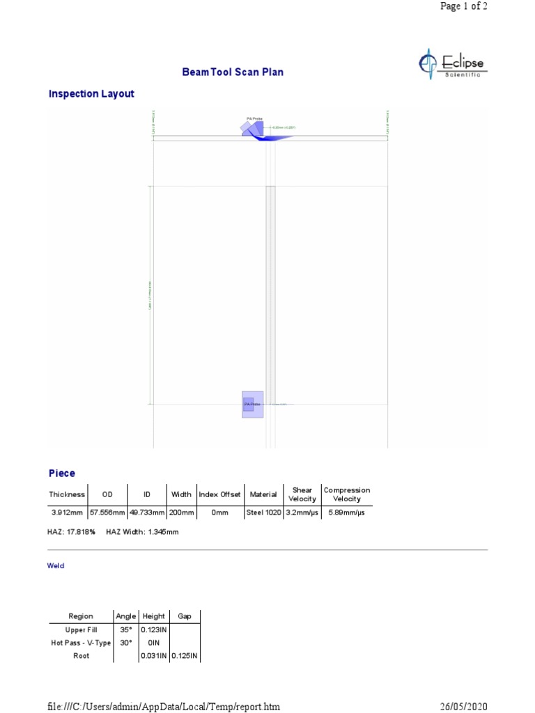 Weld Inspection BeamTool Scan Report | PDF | Technology & Engineering