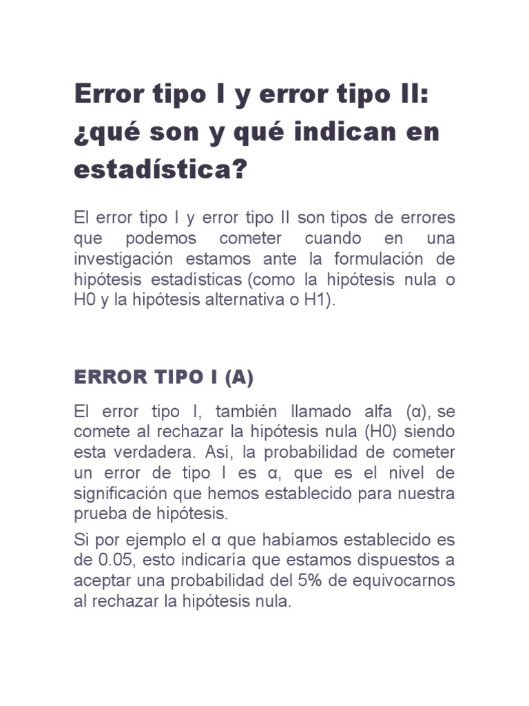 Error Tipo I y Error Tipo II | PDF