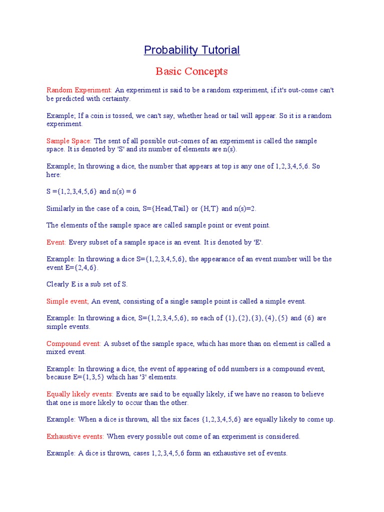 Probability Tutorial: Basic Concepts | PDF | Probability | Mathematics