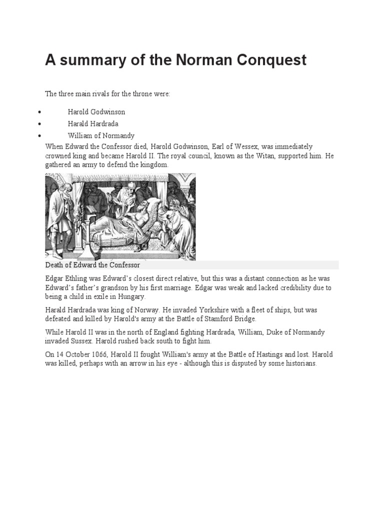 A Summary of The Norman Conquest | PDF