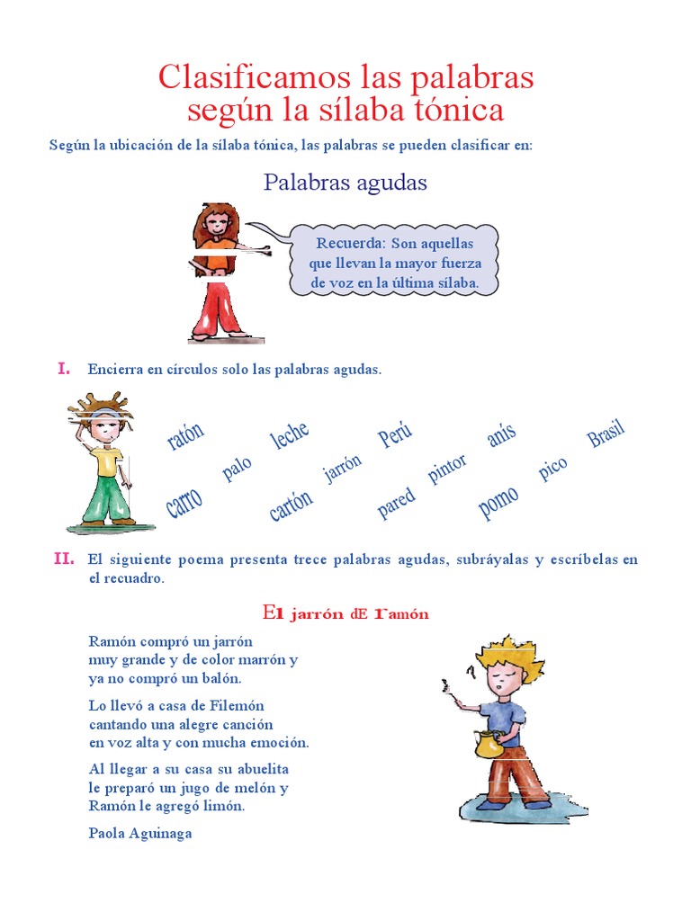 Clasificación de palabras por sílaba tónica | PDF | Voz humana | Fonética