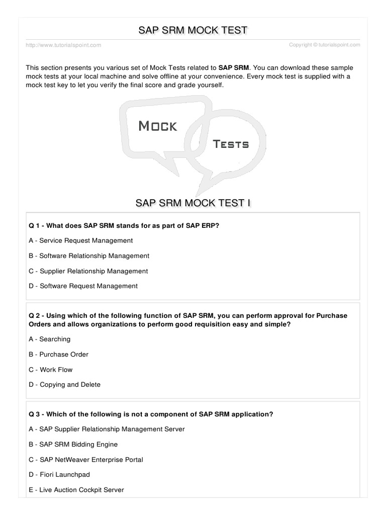 Sap SRM Mock Test | PDF | Sap Se | Auction