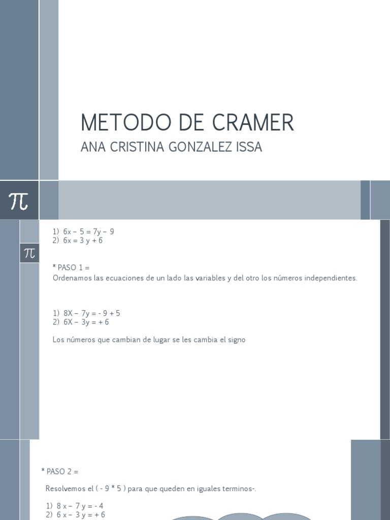 Metodo de Cramer | Descargar gratis PDF | Determinante | Ecuaciones