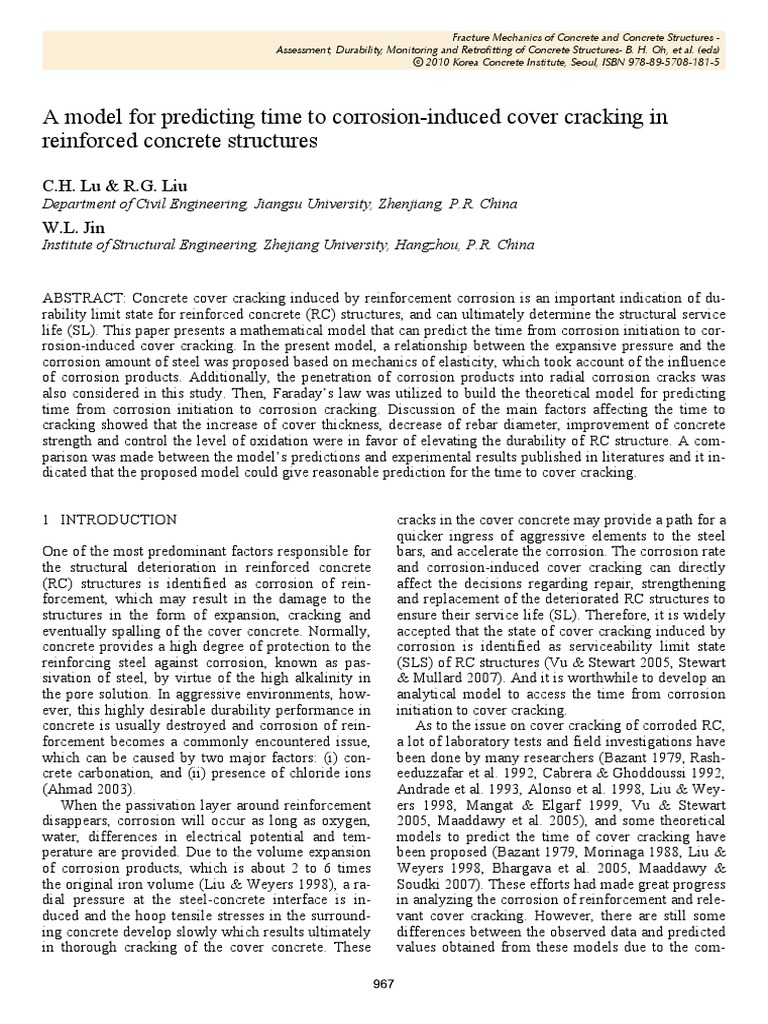 A Model For Predicting Time To Corrosion-Induced Cover Cracking in Reinforced Concrete ...