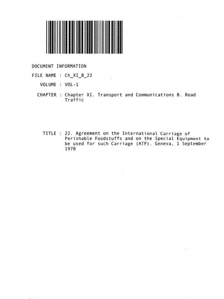 Chapter XI. Transport and Communications B. Road Traffic: Document ...