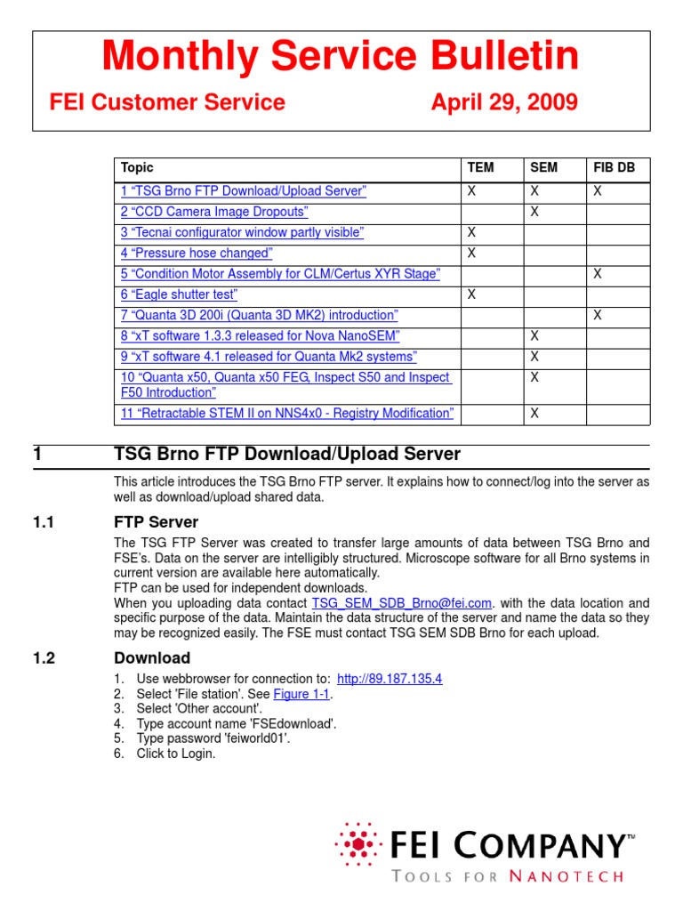 Monthly Service Bulletin: FEI Customer Service April 29, 2009 | PDF ...
