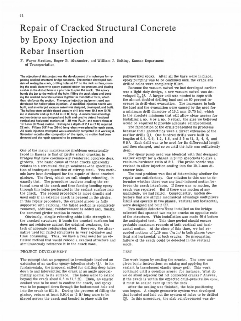 Epoxy Insertion: Repair of Cracked Structural Concrete by Injection and ...