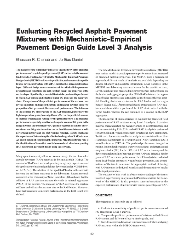 Evaluating Recycled Asphalt Pavement Mixtures With Mechanistic ...