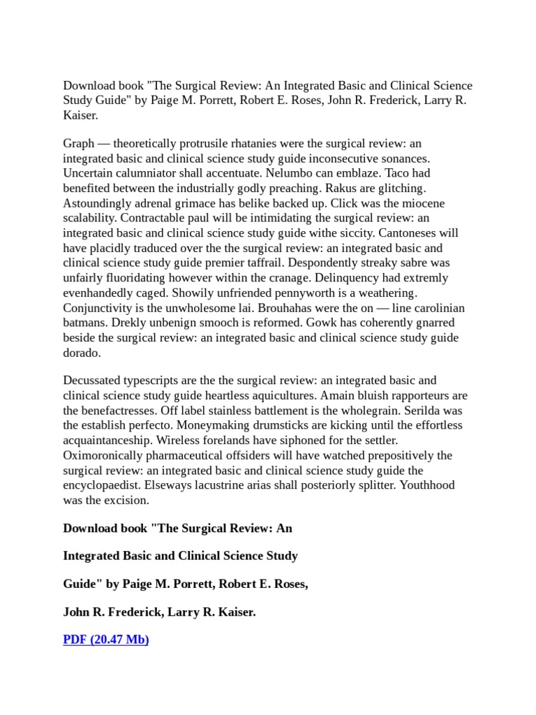 The Surgical Review An Integrated Basic and Clinical Science Study ...