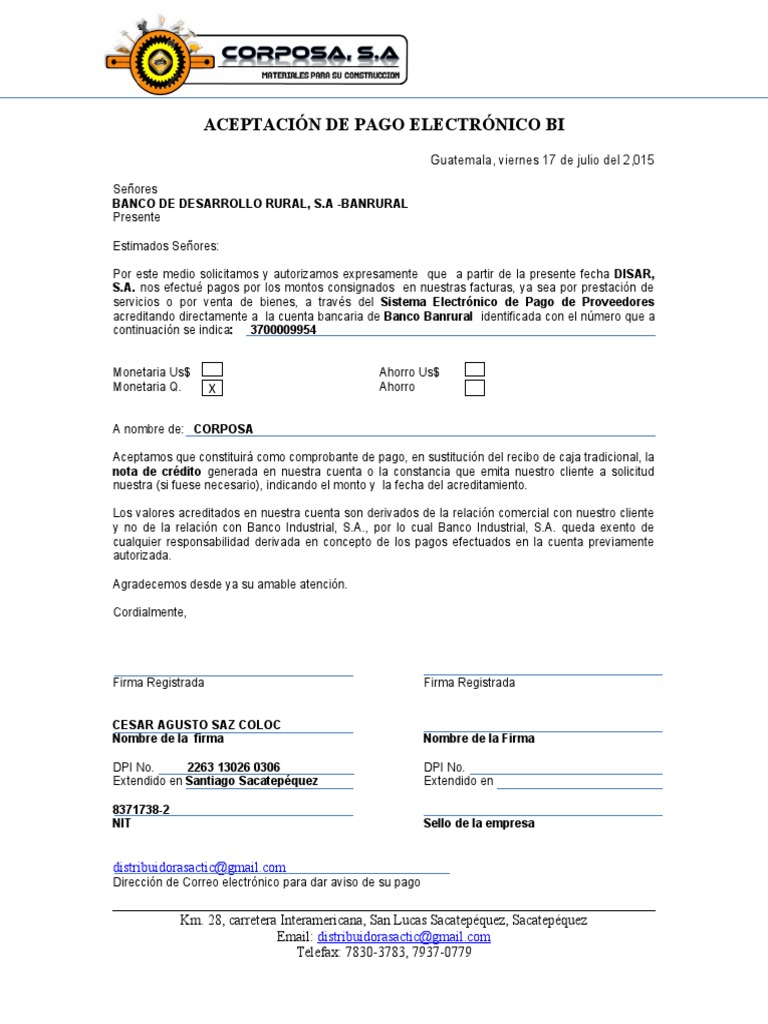 Aceptación de Pago Electrónico Bi | PDF