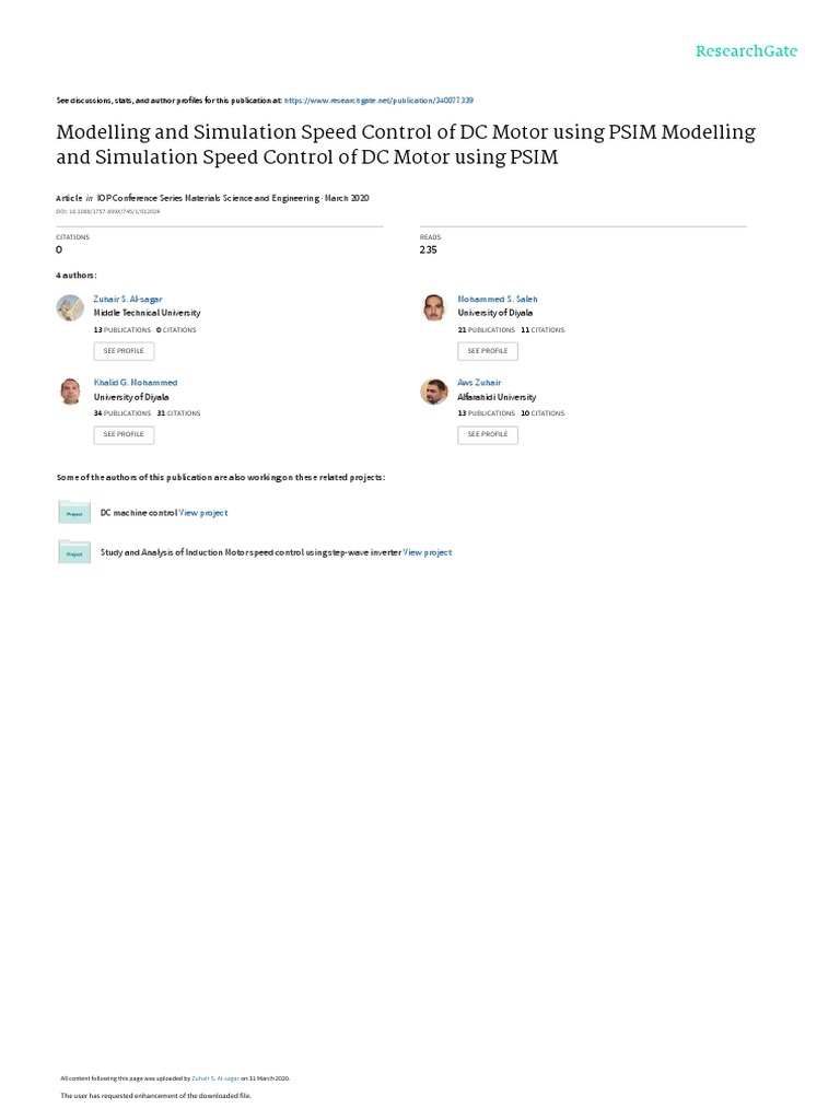 Modelling and Simulation Speed Control of DC Motor using PSIM | PDF | Electric Motor | Direct ...