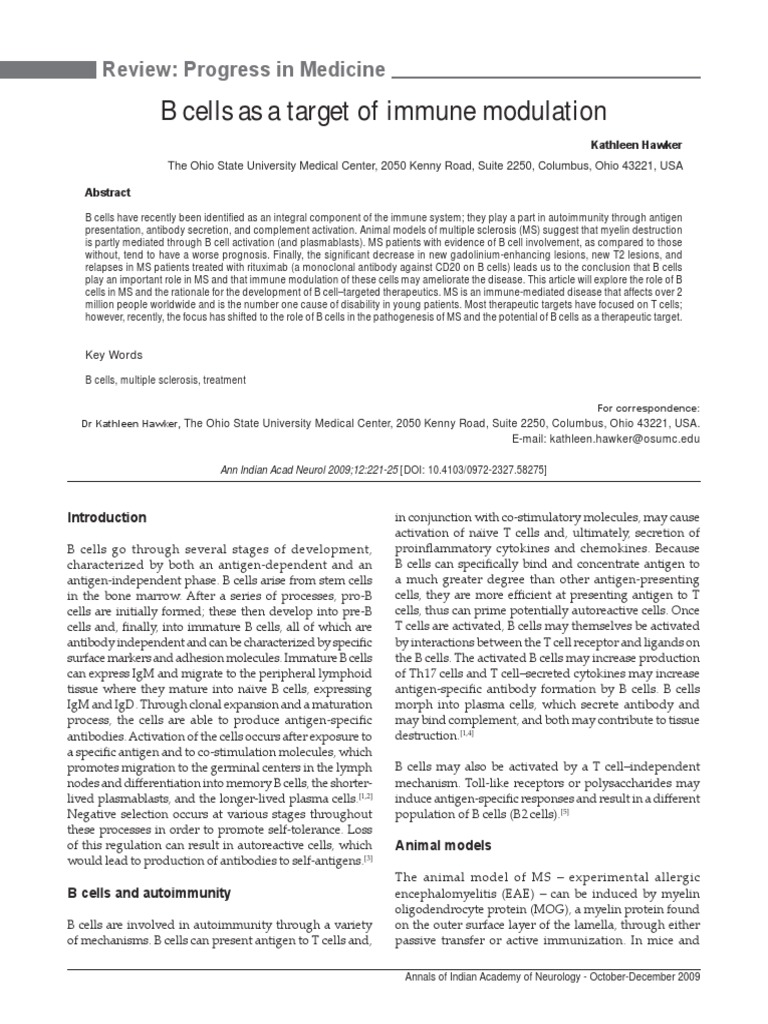 B Cells As A Target of Immune Modulation | PDF | B Cell | Multiple ...