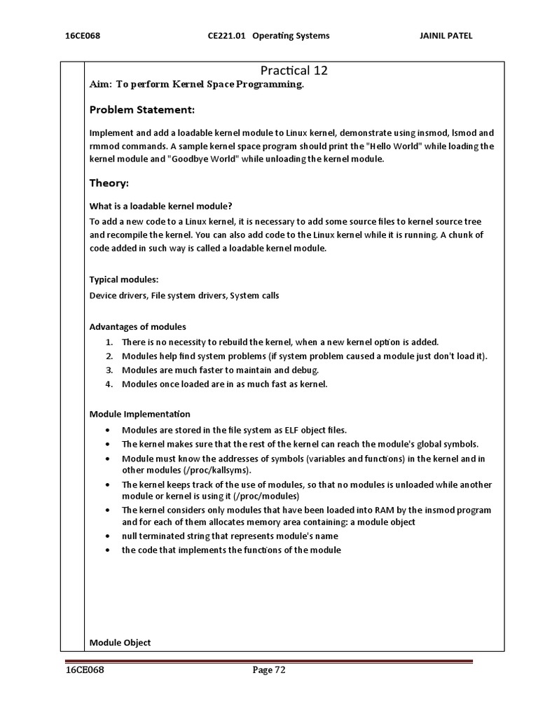 Operating Systems Practical | Download Free PDF | Kernel (Operating System) | Computer Science