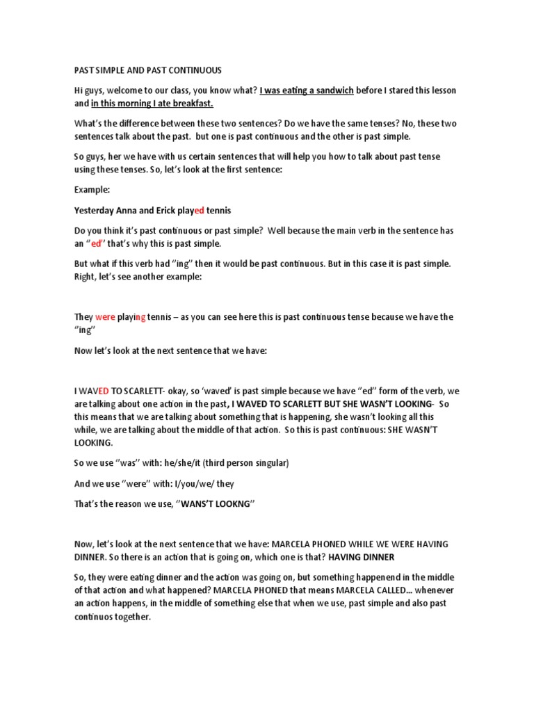 Past Simple and Past Continuous | PDF | Syntactic Relationships | Semiotics