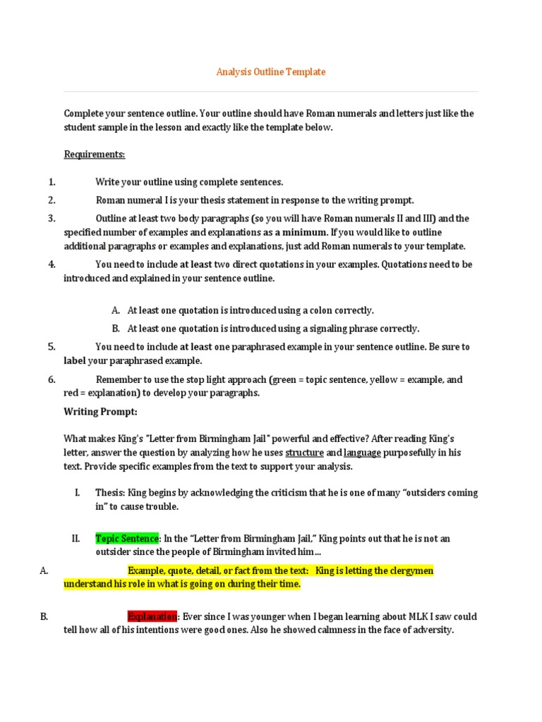 Analysis Outline Template Pdf