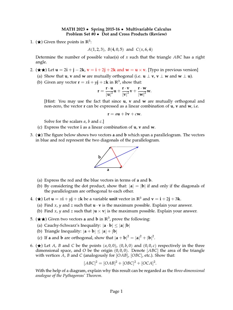 Problem Set 0 | Download Free PDF | Euclidean Vector | Linear Algebra