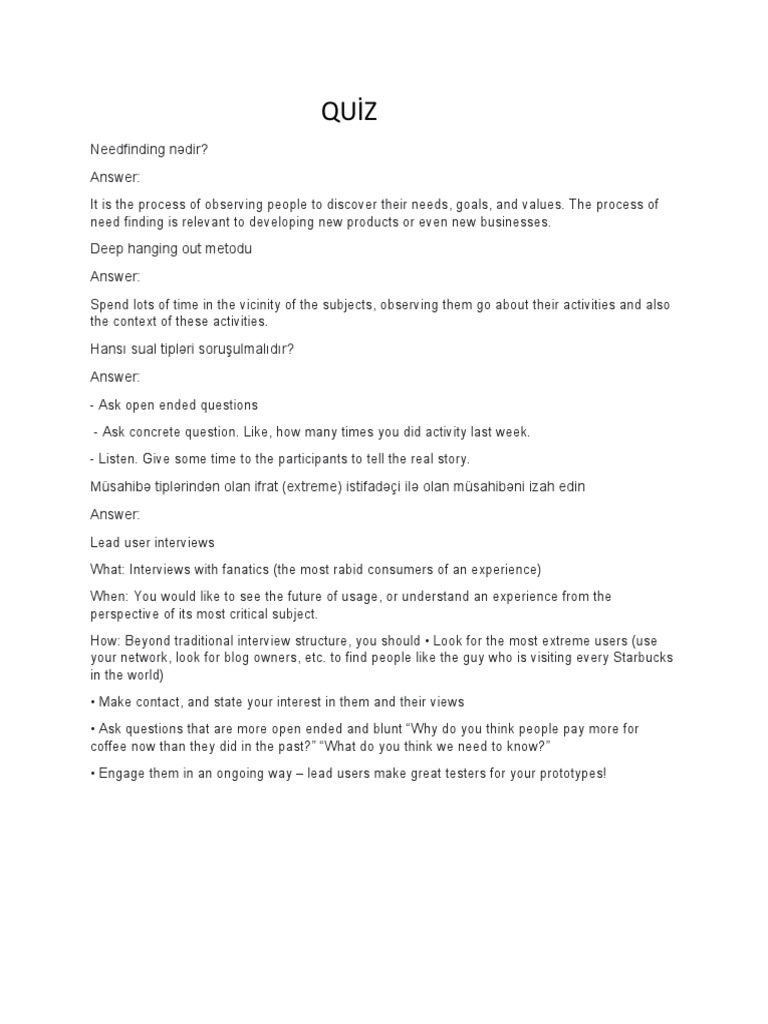 Needfinding Nədir? Answer | PDF