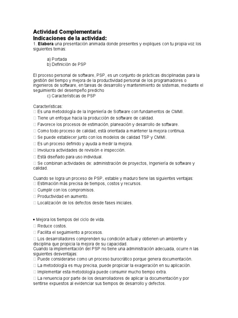 Actividad Complementaria | PDF | Ingeniería de software | Software