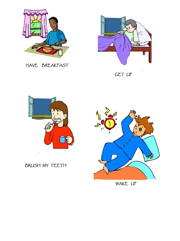 Daily Routine Flash-Cards PDF | PDF