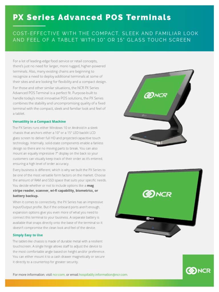 PX Series Advanced POS Terminals Datasheet | PDF | Touchscreen | Random ...