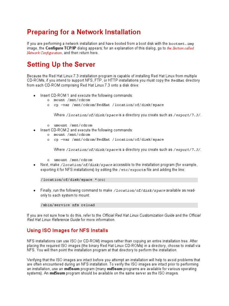 Preparing For A Network Installation: The Section Called Network ...