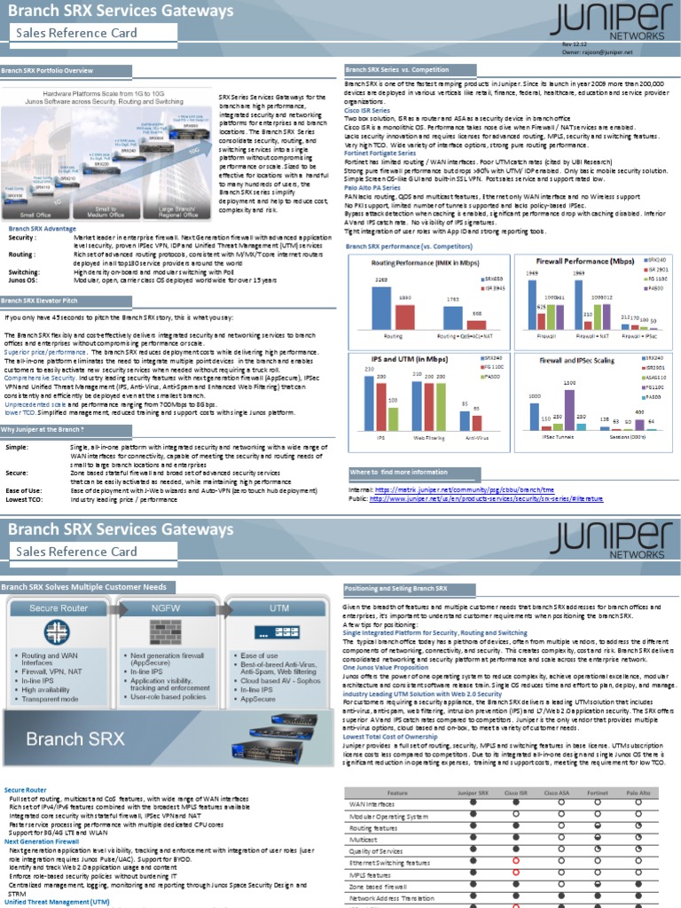 Juniper Branch SRX Battlecard | PDF | Juniper Networks | Virtual ...