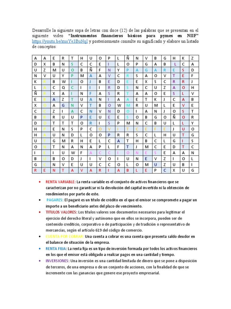 Sopa de Letras y Mapa Conceptual | PDF | Compartir (Finanzas) | Renta Fija