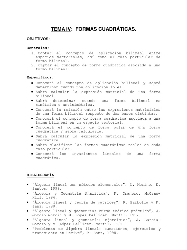 Formas Cuadraticas | PDF | Matriz (Matemáticas) | Base (álgebra lineal)