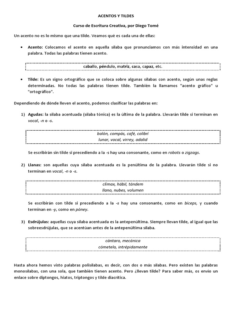 Acentos y Tildes | PDF