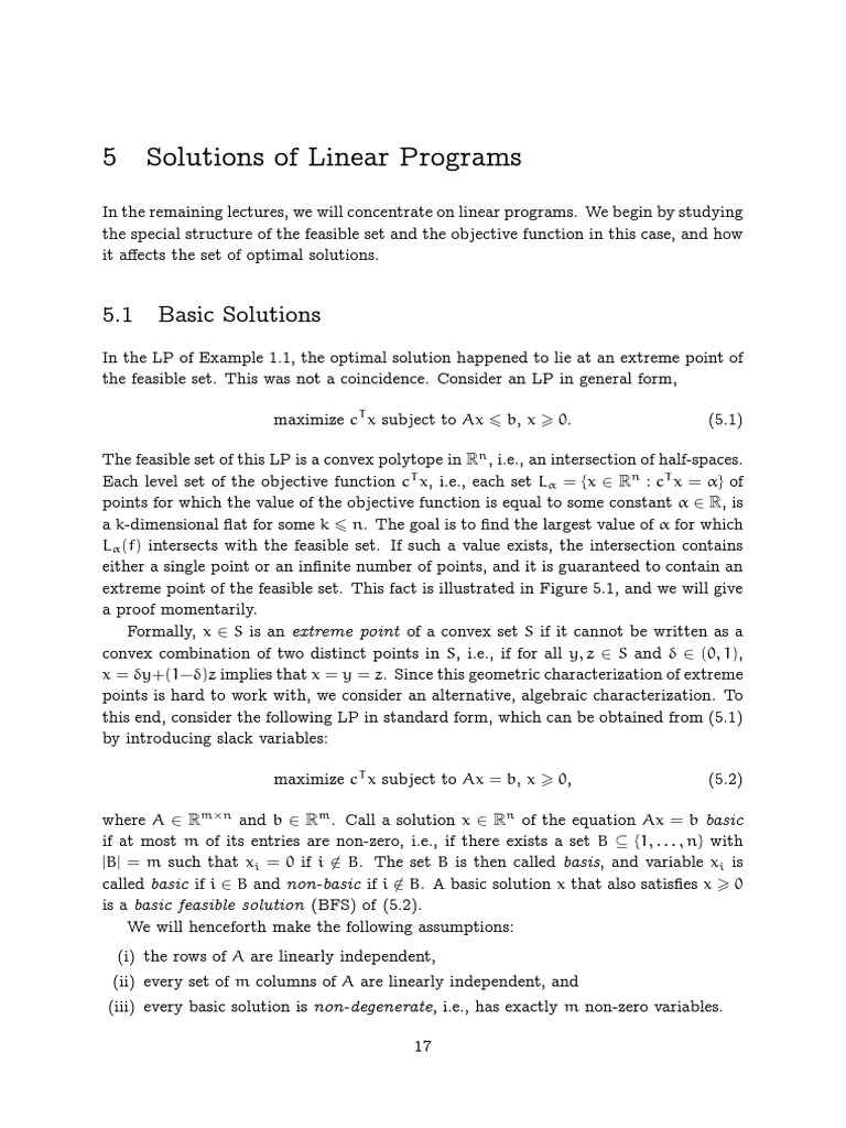 5 Solutions of Linear Programs | PDF | Linear Programming ...