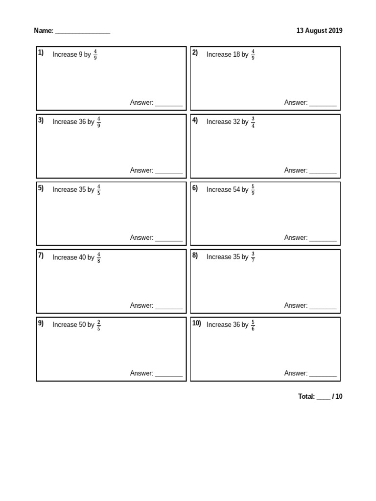 Increase by Fraction | PDF | Teaching Methods & Materials