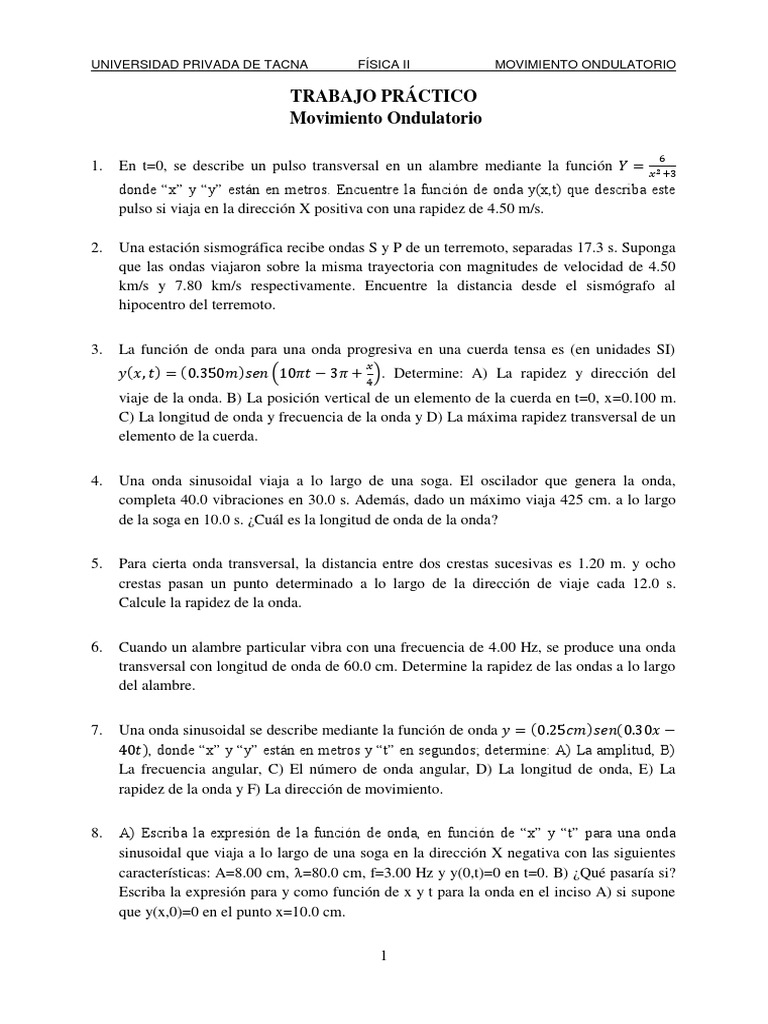 004-Movimiento Ondulatorio - Trab Prac | PDF | Olas | Frecuencia
