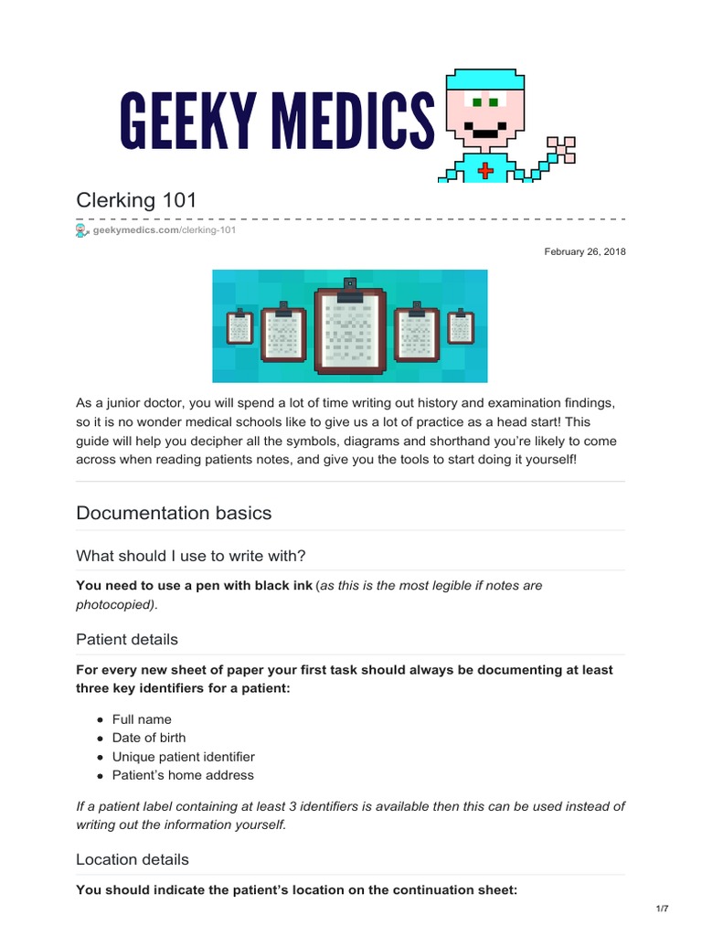 Clerking 101 | PDF | Physical Examination | Symptom