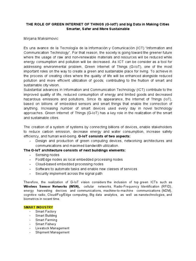 Resumen Iot | PDF | Internet Of Things | Wireless Sensor Network