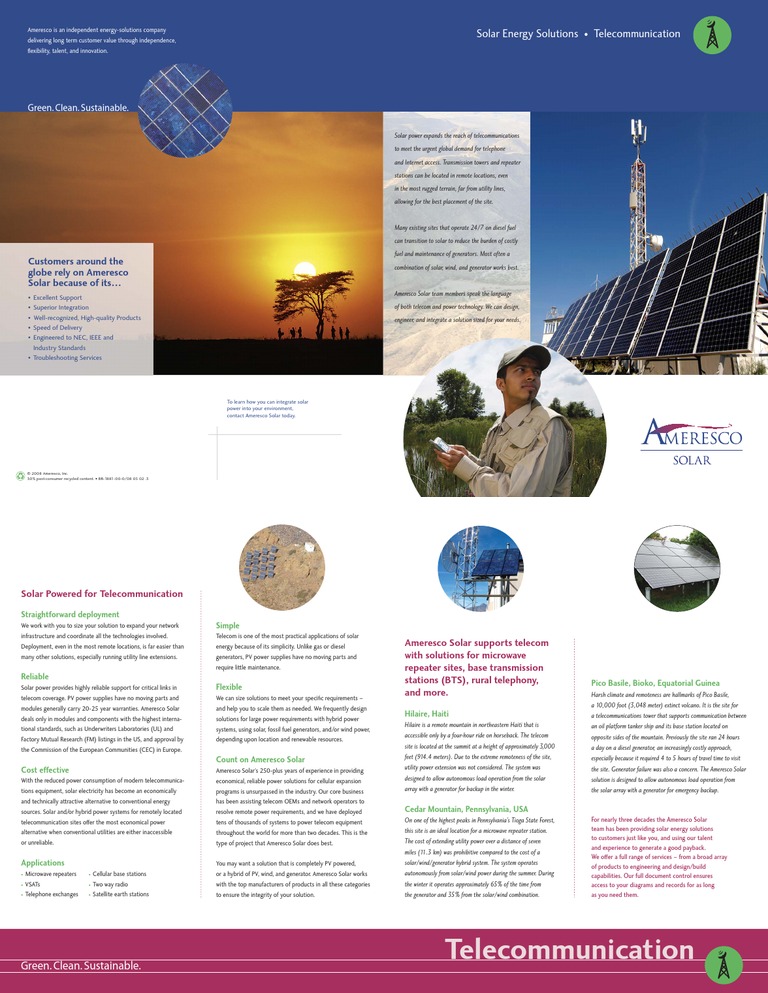 Telecommunications Brochure | PDF | Solar Power | Photovoltaics