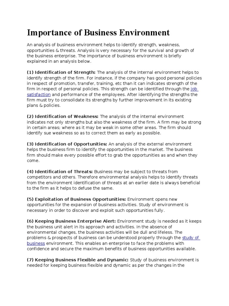 Significance of Business Environment Analysis | PDF | Ecology | Resource