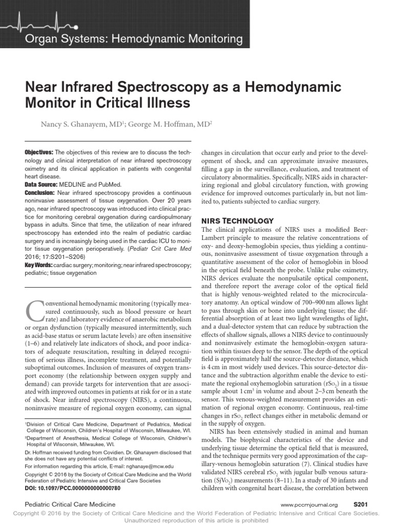 NIRS Monitoreo | PDF | Intensive Care Medicine | Shock (Circulatory)
