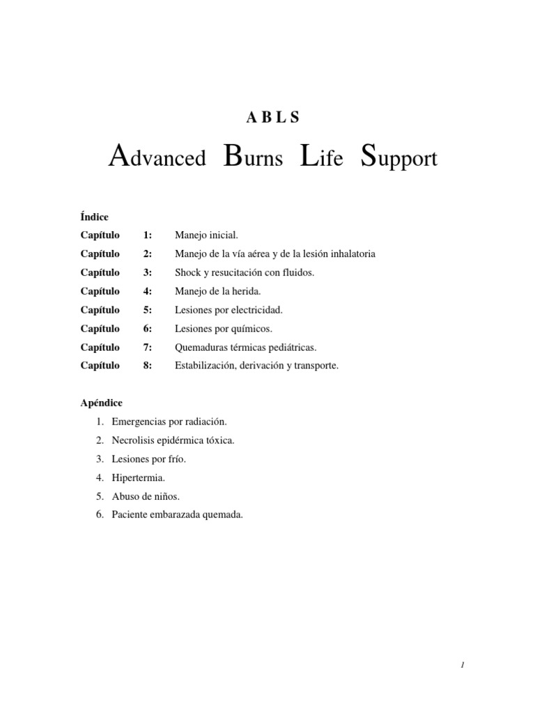 Manual ABLS: Soporte Avanzado en Quemaduras | PDF | Quemar | Piel