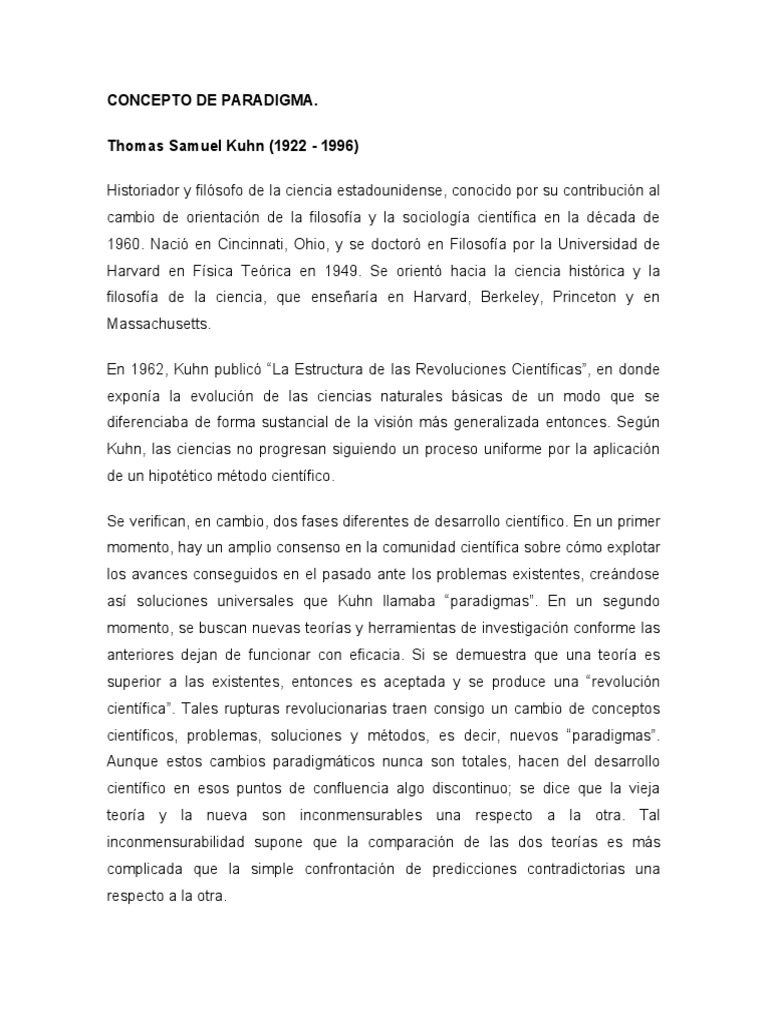 Concepto de Paradigma | PDF | Paradigma | Método científico