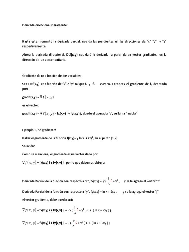 Derivada Direccional y Gradiente | PDF | Degradado | Derivado