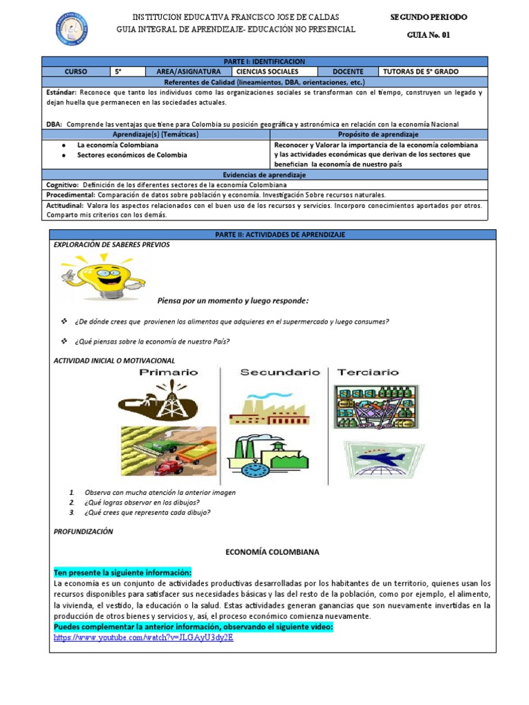 Guia 1 Segundo Periodo Sociales | PDF | Sector terciario de la economía ...