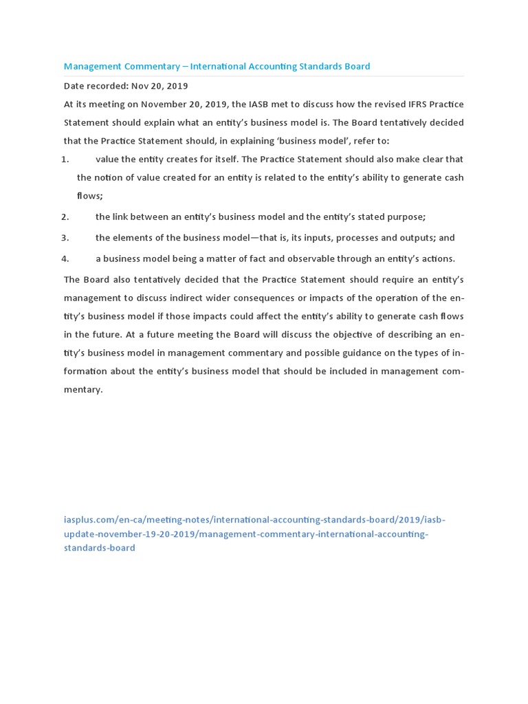 Management Commentary - International Accounting Standards Board | PDF ...