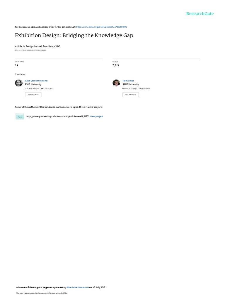 Exhibition Design: Bridging The Knowledge Gap | PDF | Curator | Museum