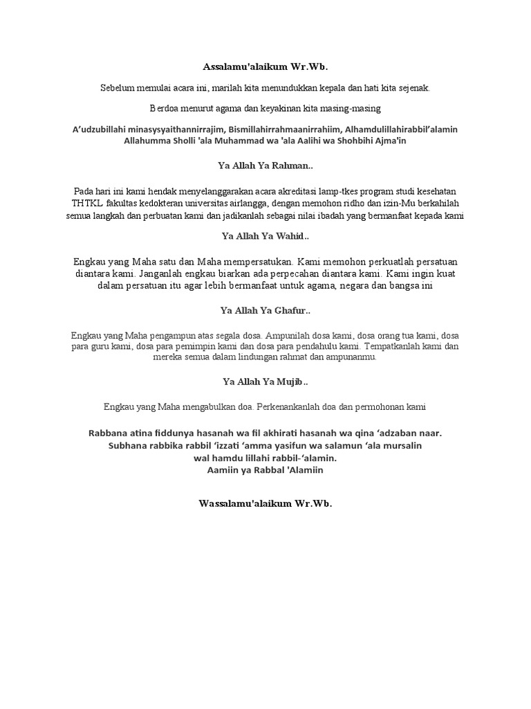 Doa Pembukaan Family Gathering | PDF