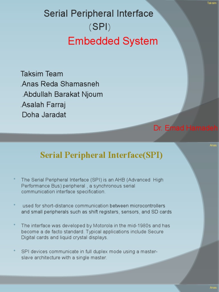 Embedded System: Serial Peripheral Interface (SPI) | PDF | Information ...